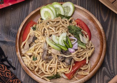 Mie Goreng Jawa Or Bakmi Jawa Or Java Noodle With Spoon And Fork Stock