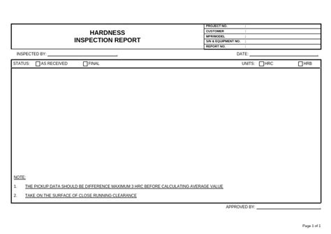 Pro 01fr 78 Rev 03 Form Of Hardness Inspection Report Pdf