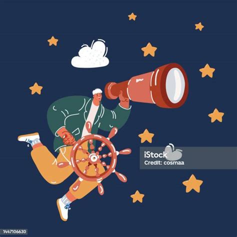 비즈니스 비전 개념의 만화 벡터 삽화 망원경을 들고 손으로 그린 사업가가 서서 기대하고 있다 개념에 대한 스톡 벡터 아트 및 기타 이미지 Istock