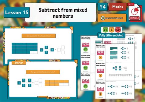 Year 4 Fractions Subtract From Mixed Numbers Lesson 15 Grammarsaurus