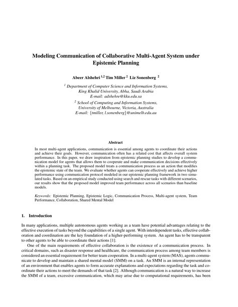 Pdf Modeling Communication Of Collaborative Multiagent System Under