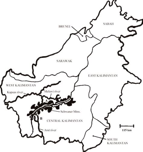 Map Of Borneo Illustrating Type Locality A Melawi River Basin West Download Scientific