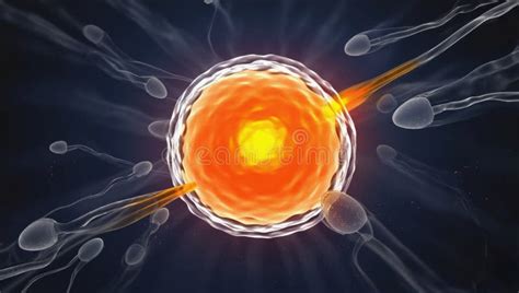 A Detailed 3d Rendered Image Of Sperm Cells Approaching An Egg Cell In