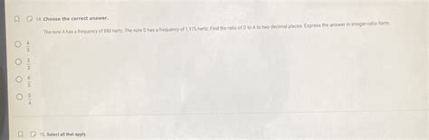Solved Choose The Correct Answer The Note A Has A Frequency Of 880