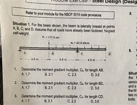 Refer To Your Module For The NSCP 2015 Code StudyX