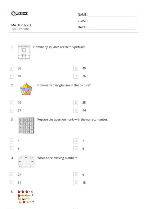 50 Math Puzzles Worksheets For 5th Class On Quizizz Free And Printable