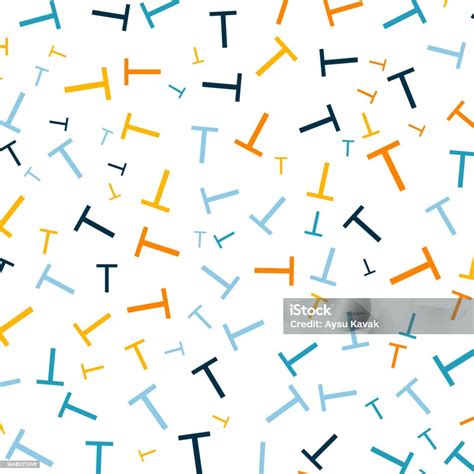 매끄러운 추상 T 문자 벡터 기하학적 패턴 흰색 바탕에 화려한 글자 무작위 순서 선물 포장지 직물 포스터 침구와 인테리어 학교 및 학습 테마 가리기에 대한 스톡 벡터 아트
