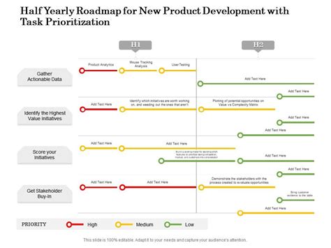 Half Yearly Roadmap For New Product Development With Task Prioritization Presentation Graphics