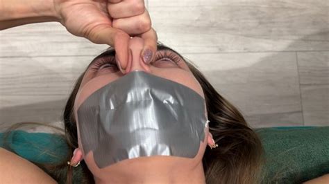 Pinches Nose With Fingers Mouth Taped Shut Fragment Of Custom Video Part Sex Beauty With