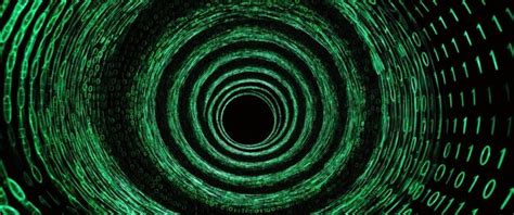 A Spiraling Vortex Of Green Binary Code On A Black Background Evoking Technology Premium Ai