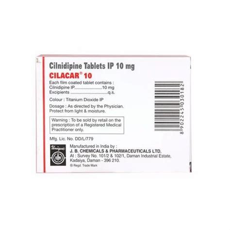 Cilacar Cilnidipine Tablets 10 Mg At ₹ 212 91 Stripe In Nagpur Id 2853939989048