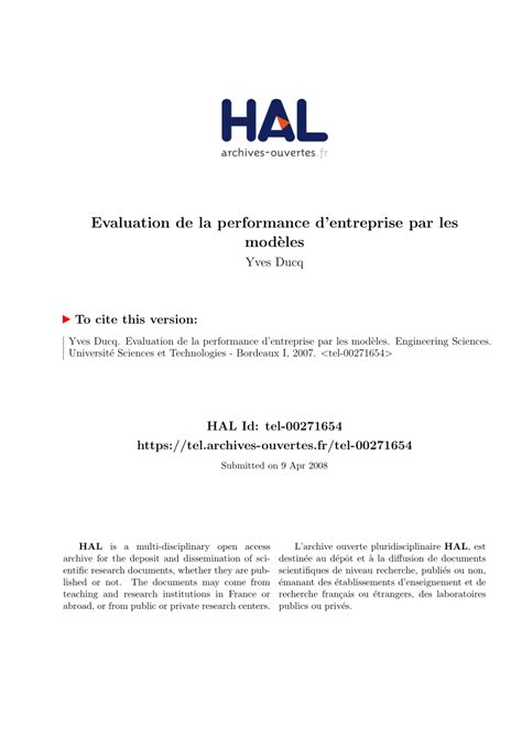 Pdf Evaluation Of Enterprise Performance Using Enterprise Models