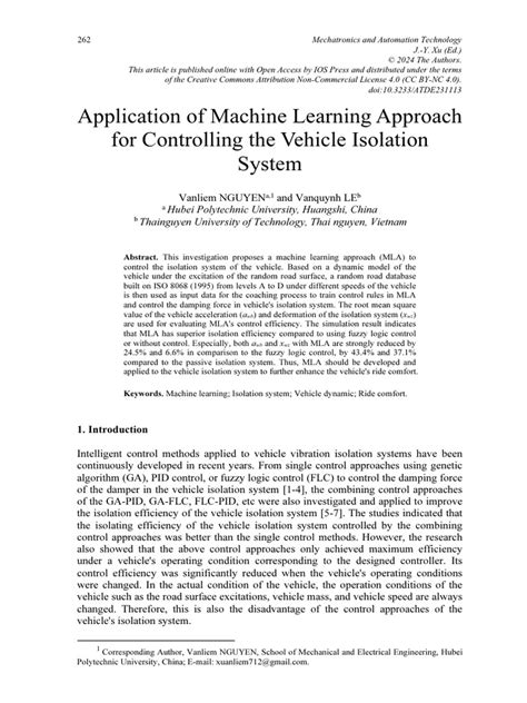 Application Of Machine Learning Approach For Contr Pdf Machine Learning Mathematical