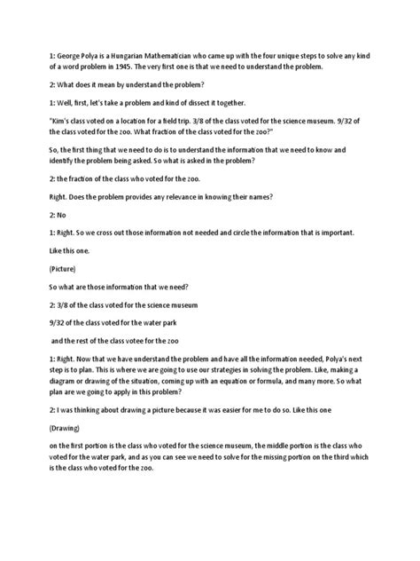 Polyas Four Step Problem Solving Method Understanding Planning Solving And Checking A Word