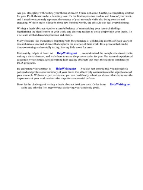 How To Write Abstract For Phd Thesis Pdf Thesis Abstract Summary
