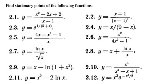 Solved Find Stationary Points Of The Following Functions X2
