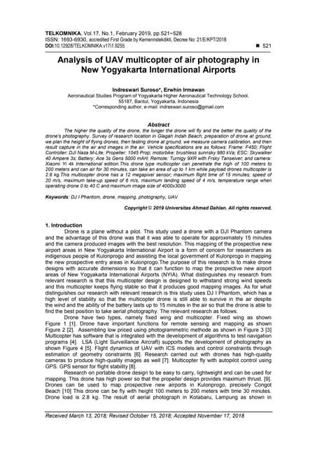 analysis of uav multicopter of air photography in new yogyakarta