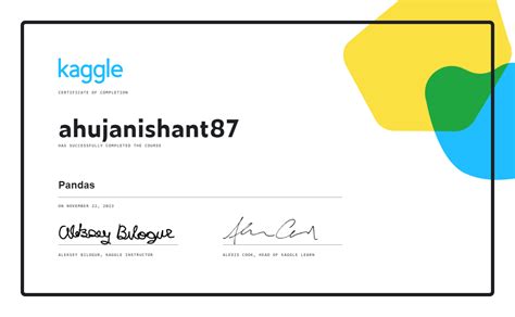 Ahujanishant87 Completed The Pandas Course On Kaggle