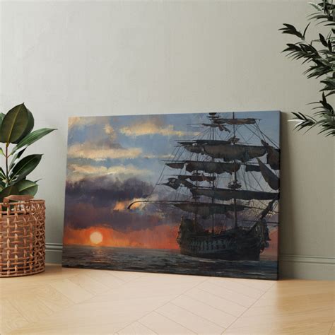 Картина на холсте (летучий голландец пиратский корабль парусный ...