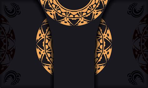 그리스 고급 장식과 로고와 텍스트에 대한 장소와 검은 템플릿 배너 추상 패턴이 있는 엽서 인쇄 설계용 템플릿 0명에 대한 스톡