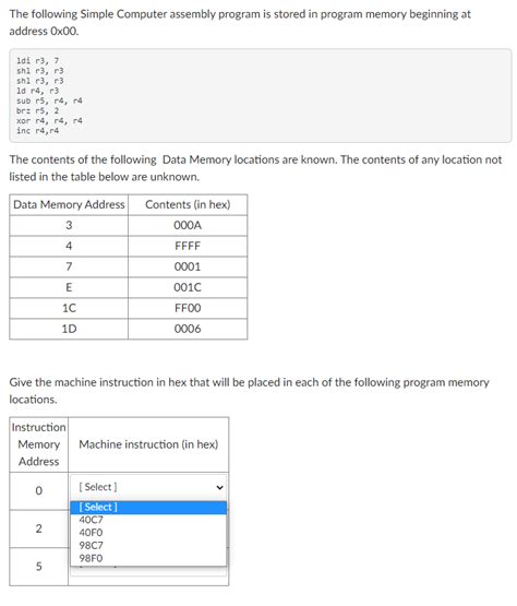 The Following Simple Computer Assembly Program Is