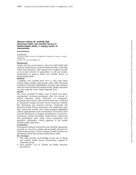 Pdf Improving Health And Scientific Literacy In Disadvantaged Adults A Scoping Review Of