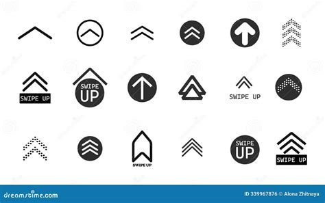 Swipe Up Slide Arrow Button Scroll Ui Icon Interface Simple Sign Set