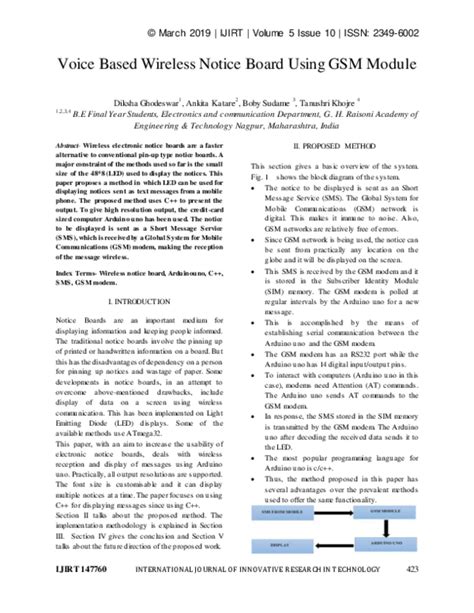 Pdf Wireless Notice Board Based On Arduino And Gsm Technology