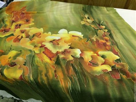 Платок шерстяной батик Свежесть в интернет магазине на Ярмарке Мастеров Платки Москва