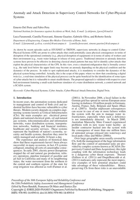 Pdf Anomaly And Attack Detection In Supervisory Control Networks For