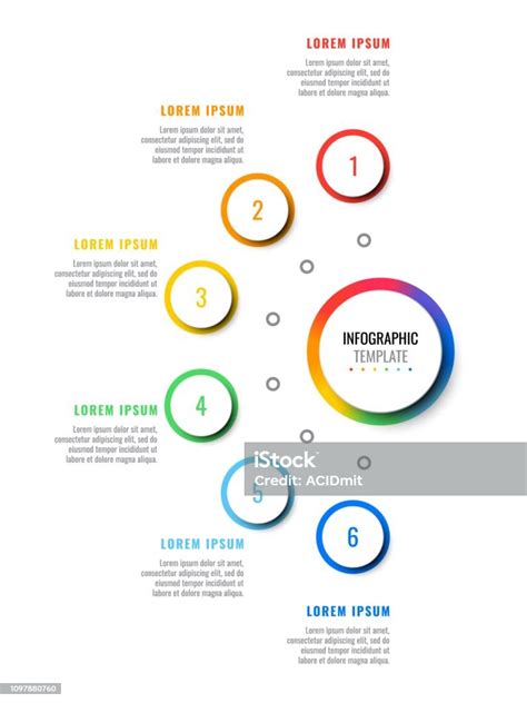 6 단계 디자인 라운드 3d 현실적인 요소와 레이아웃 Infographic 서식 파일 0명에 대한 스톡 벡터 아트 및 기타