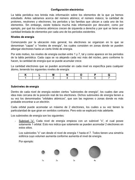 Configuración Eléctronica Pdf Configuración Electronica Orbital Atómico