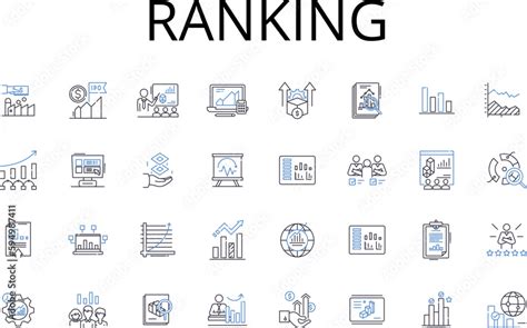 Ranking Line Icons Collection Evaluation Grading Scoring Rating