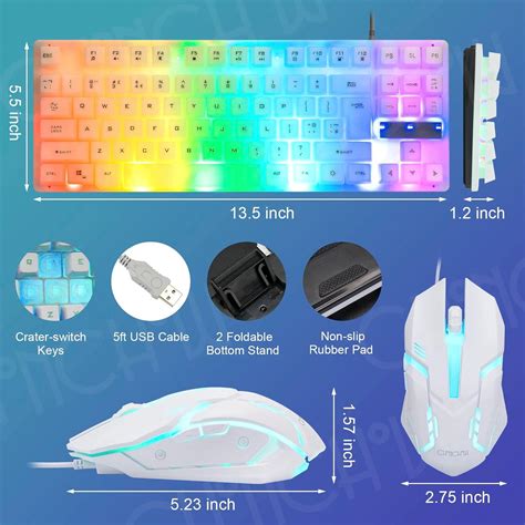 Small White Gaming Mouse And Keyboard Chonchow Rainbow Led Light Up