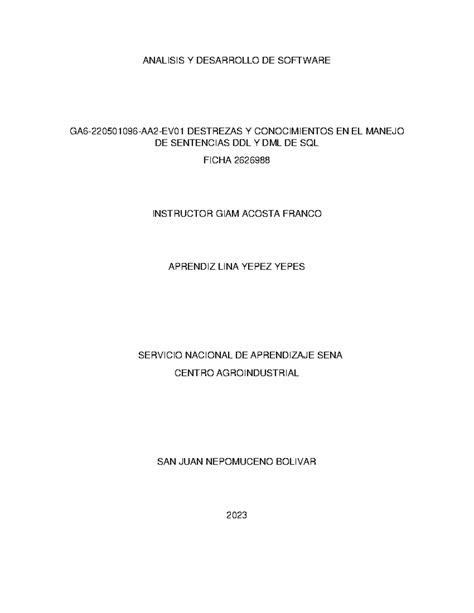 Taller Sql Analisis Y Desarrollo De Software Ga6 220501096 Aa2