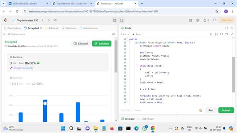 Day 67 On Leetcode Completed Solved The Rotate List Problem Today Using C It Was A Great