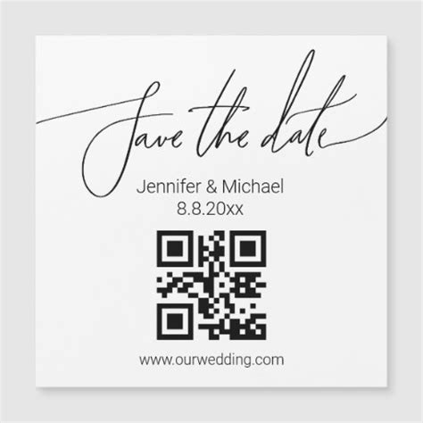 Save The Date Qr Code Simple Wedding Magnet Zazzle