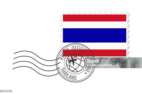 태국 우표 흰색 배경에 분리된 태국 국기가 있는 엽서 벡터 그림 고무도장에 대한 스톡 벡터 아트 및 기타 이미지 고무도장 국기 기 Istock