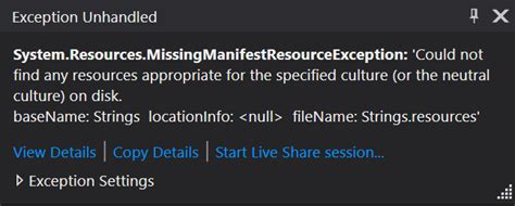 Systemresourcesmissingmanifestresourceexception When Trying To Run Source Code · Issue 452