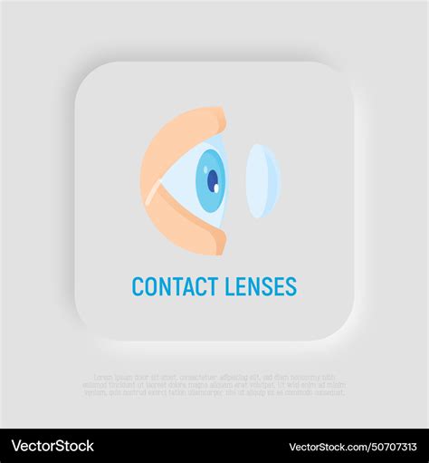 Inserting Contact Lens In Eye Thin Line Icon Vector Image
