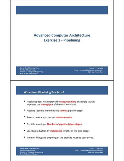 Advanced Computer Architecture Exercise 2 Pipelining