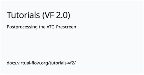 Postprocessing The ATG Prescreen Tutorials VF