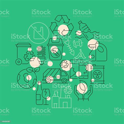 재활용 및 폐기물 관련 설계 요소 윤곽선 아이콘이 있는 패턴 디자인입니다 다채로운 벡터 일러스트레이션 지속 가능한 자원에 대한