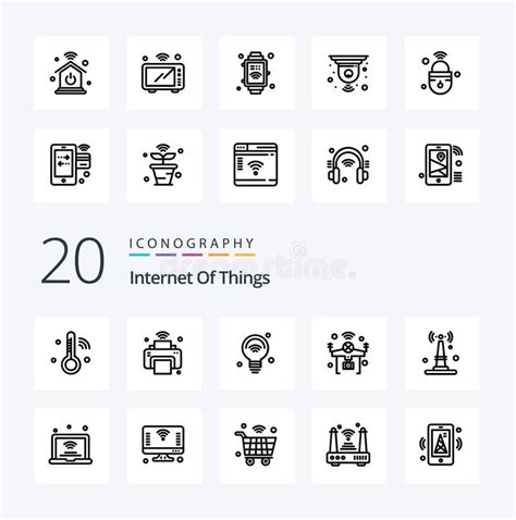 20 Internet Of Things Line Icon Pack Like Things Internet Wifi Drone Iot Stock Vector