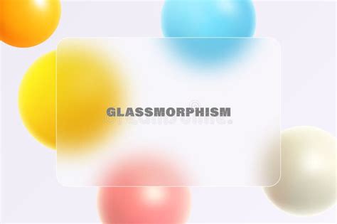 Horizontal Banner With Glass Overlay Effect With 3d Balls In Glass Morphism Style Stock Vector