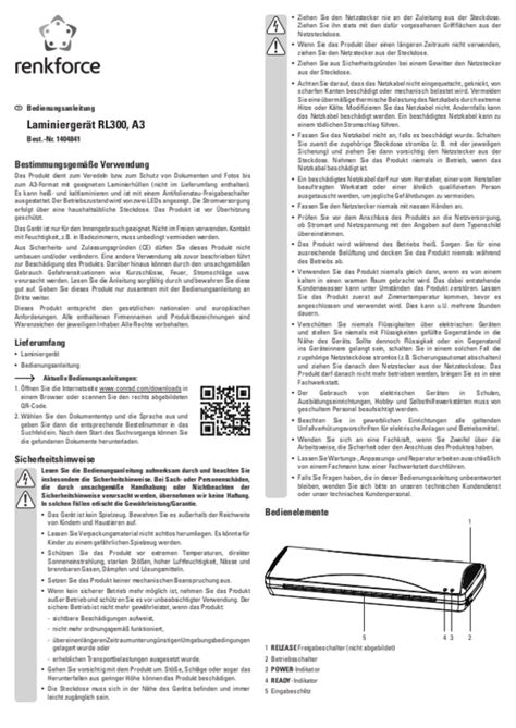 User Manual Renkforce RL300 English 8 Pages