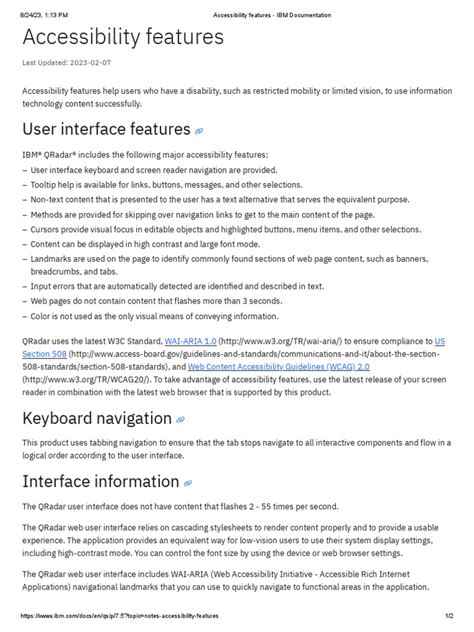Accessibility Features Ibm Documentation Pdf
