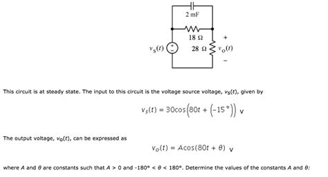 Solved This Circuit Is At Steady State The Input To This Chegg Com