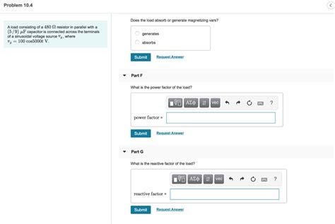 Solved A Load Consisting Of A 480 Ω Resistor In Parallel