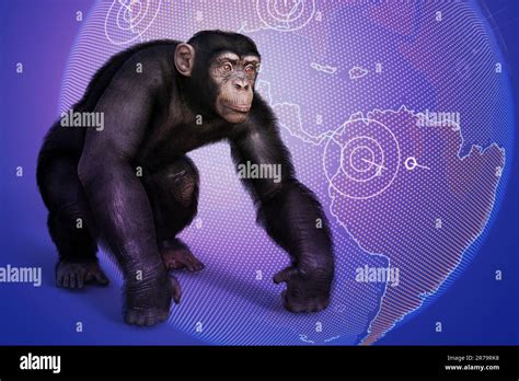 Monkeypox Awareness Monkey On A Background With Earth Map Conceptual